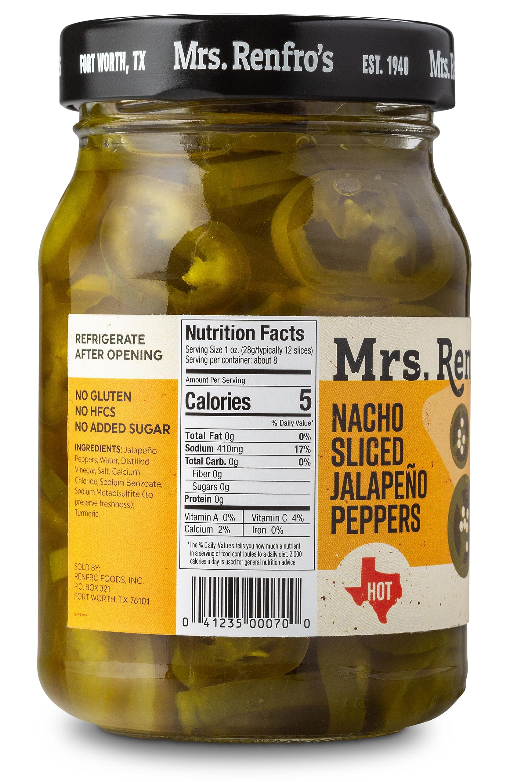 Mrs. Renfro’s Nacho Sliced Jalapeño Peppers – Crisp (16-oz. jars, 2-pack)