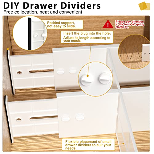 ARSTPEOE Drawer Dividers with 8 Inserts,16.9-23", Drawer Dividers for Clothes, Expandable Kitchen Drawer Organizer,Adjustable Drawer Separators for Bedroom Bathroom Dresser (4 Pack)