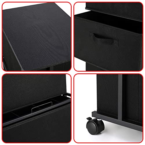 Dresser Storage with 3 Drawers, Fabric Dresser Tower, Vertical Storage Unit for Bedroom, Closet, Office, Black