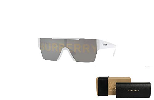 BE4291 3007/H 38MM White/Grey Tam Burberry Silver/Gold Rectangle Sunglasses for Men + BUNDLE With Designer iWear Complimentary Eyewear Kit