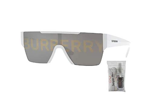 BE4291 3007/H 38MM White/Grey Tam Burberry Silver/Gold Rectangle Sunglasses for Men + BUNDLE With Designer iWear Complimentary Eyewear Kit
