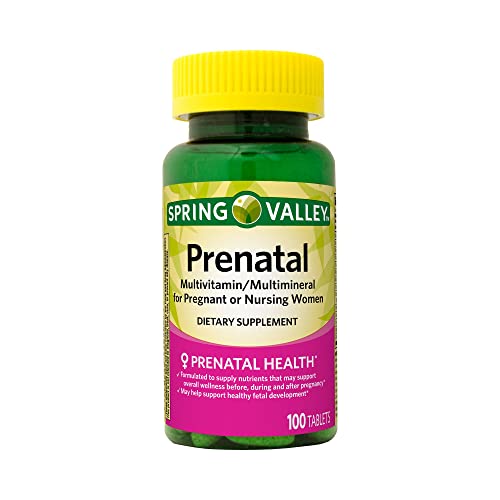Spring Valley Prenatal Multivitamin - 100 Tablets of Essential Nutrients for You and Your Growing Baby. Includes Luall Fridge Magnetic