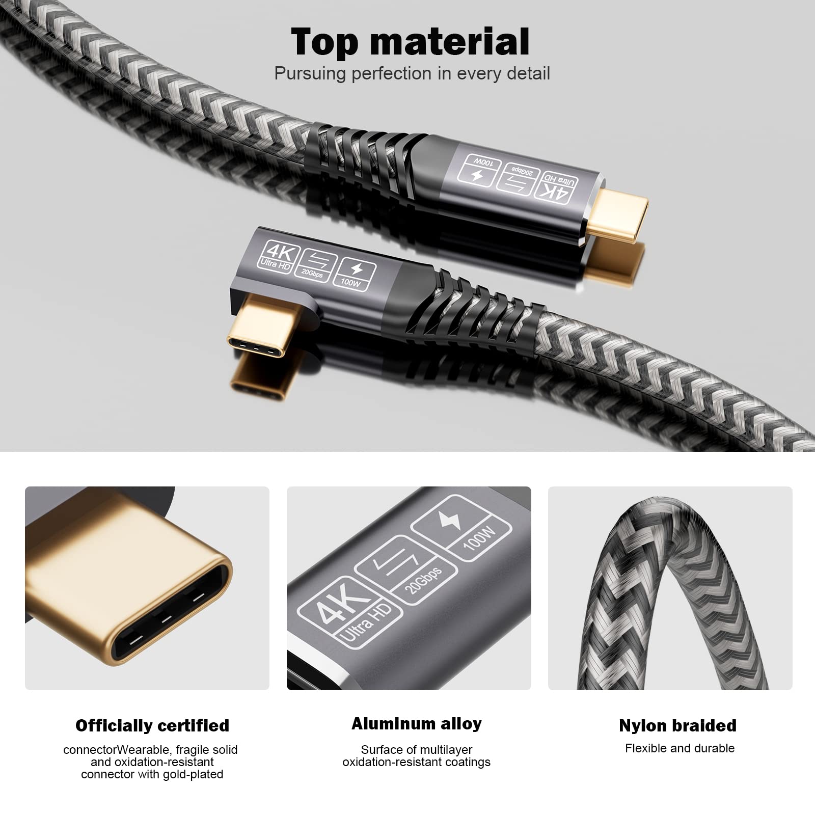 HOTUTUKI USB C to C 3.2 Gen 2×2 Cable 100W/20Gbps [6.6FT/2m] 4K Video Output Fast Charge Compatible with Thunderbolt 3/4 for MacBook iPad Galaxy Pixel Dell Yoga 27 Dell LG Type C Display Monitor etc.…