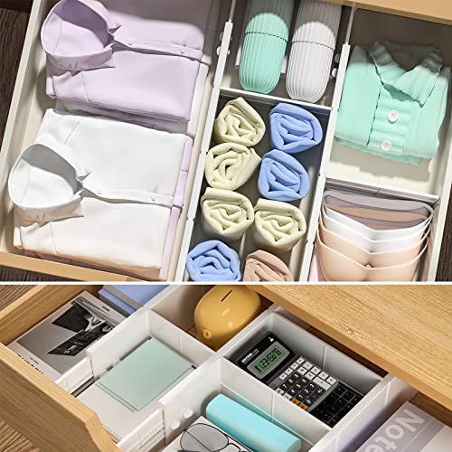ARSTPEOE Drawer Dividers with 12 Inserts,16.9-23", Drawer Dividers for Clothes, Expandable Kitchen Drawer Organizer,Adjustable Drawer Separators for Bedroom Bathroom Dresser (6 Pack)