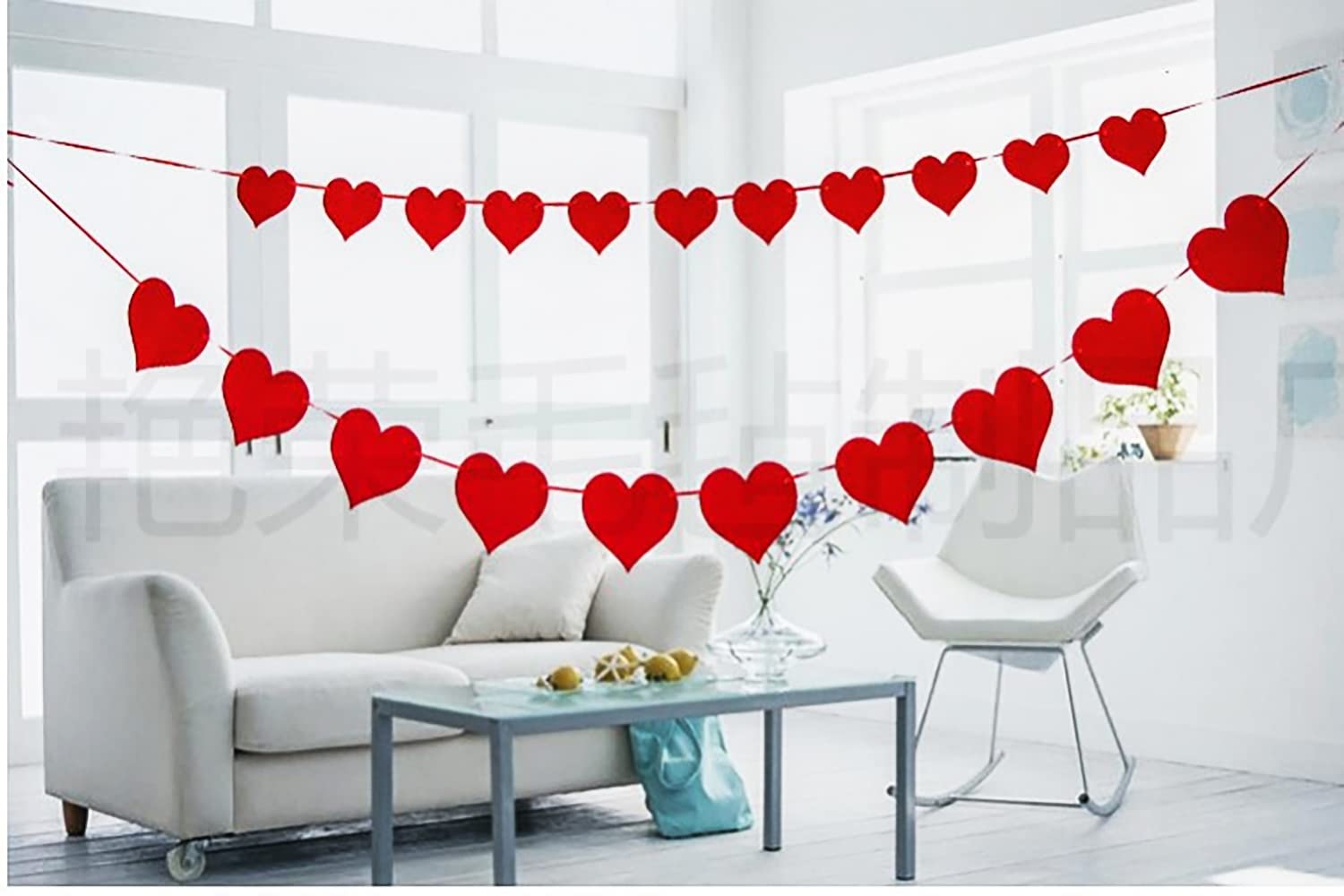 One Set of Valentines Day Decor Valentines Day Banners String Hearts Valentines Decoration Romantic Decorations Special Night DIY Felt Heart Decoration Letter Banner for Home Wedding Party Anniversary