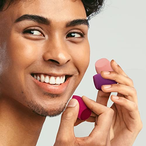Real Techniques Mini Miracle Complexion Sponge Makeup Blender, Beauty Sponge For Touch Ups, Professional Makeup Tool, Cruelty Free, Latex Free, Perfect For Travel or On The Go, 4 Count