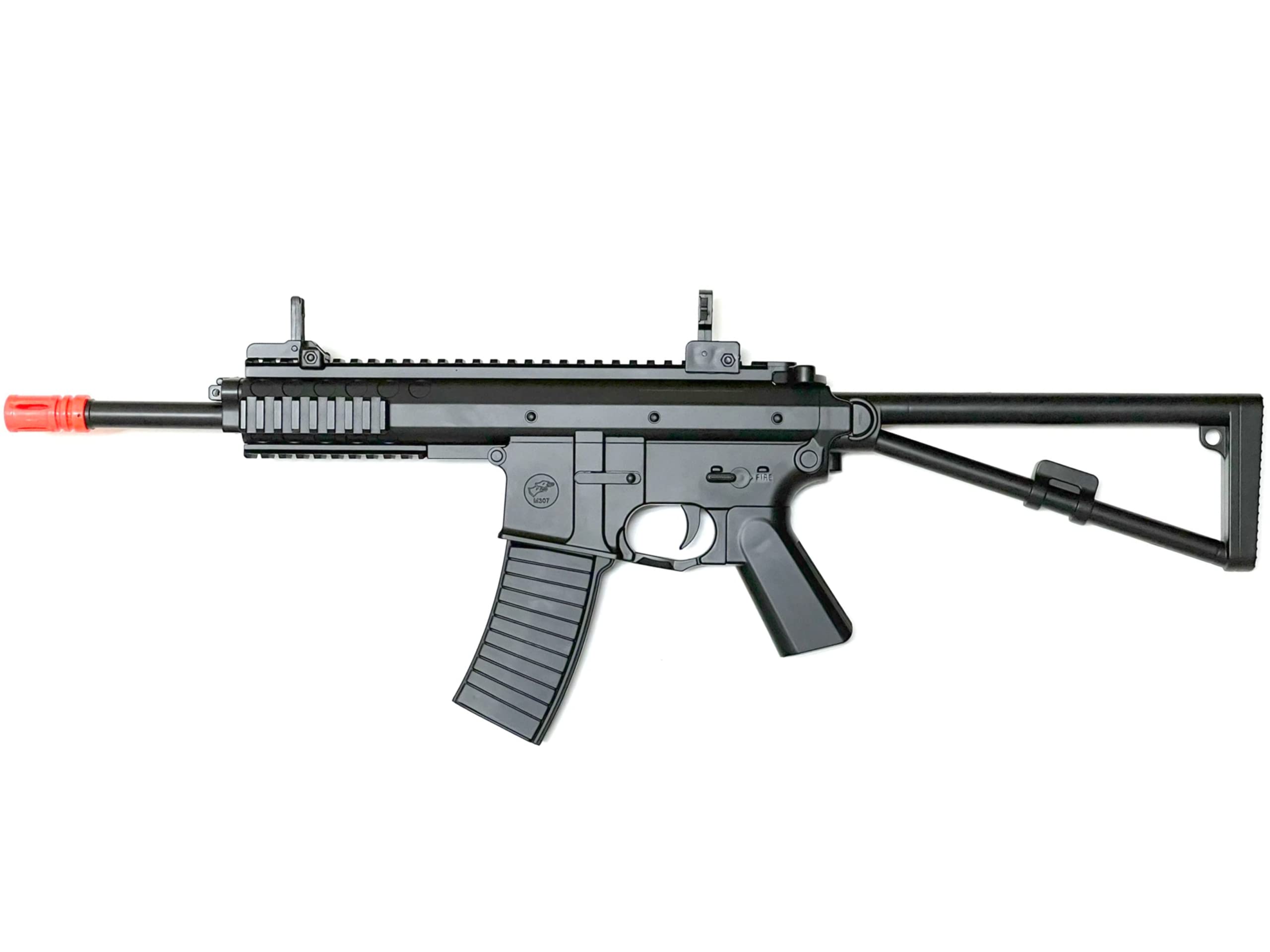Airsoft Spring Powered Rifle Foldable Stock DE M307 Adjustable Hop Up Manual Safety 300 FPS with Free 1000 Bulldog Airsoft BBS 6mm