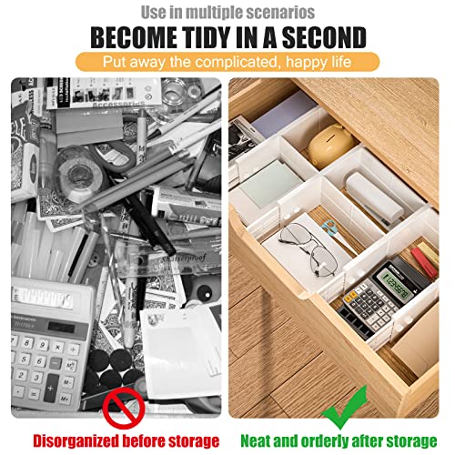 ARSTPEOE Drawer Dividers with 12 Inserts,16.9-23", Drawer Dividers for Clothes, Expandable Kitchen Drawer Organizer,Adjustable Drawer Separators for Bedroom Bathroom Dresser (6 Pack)