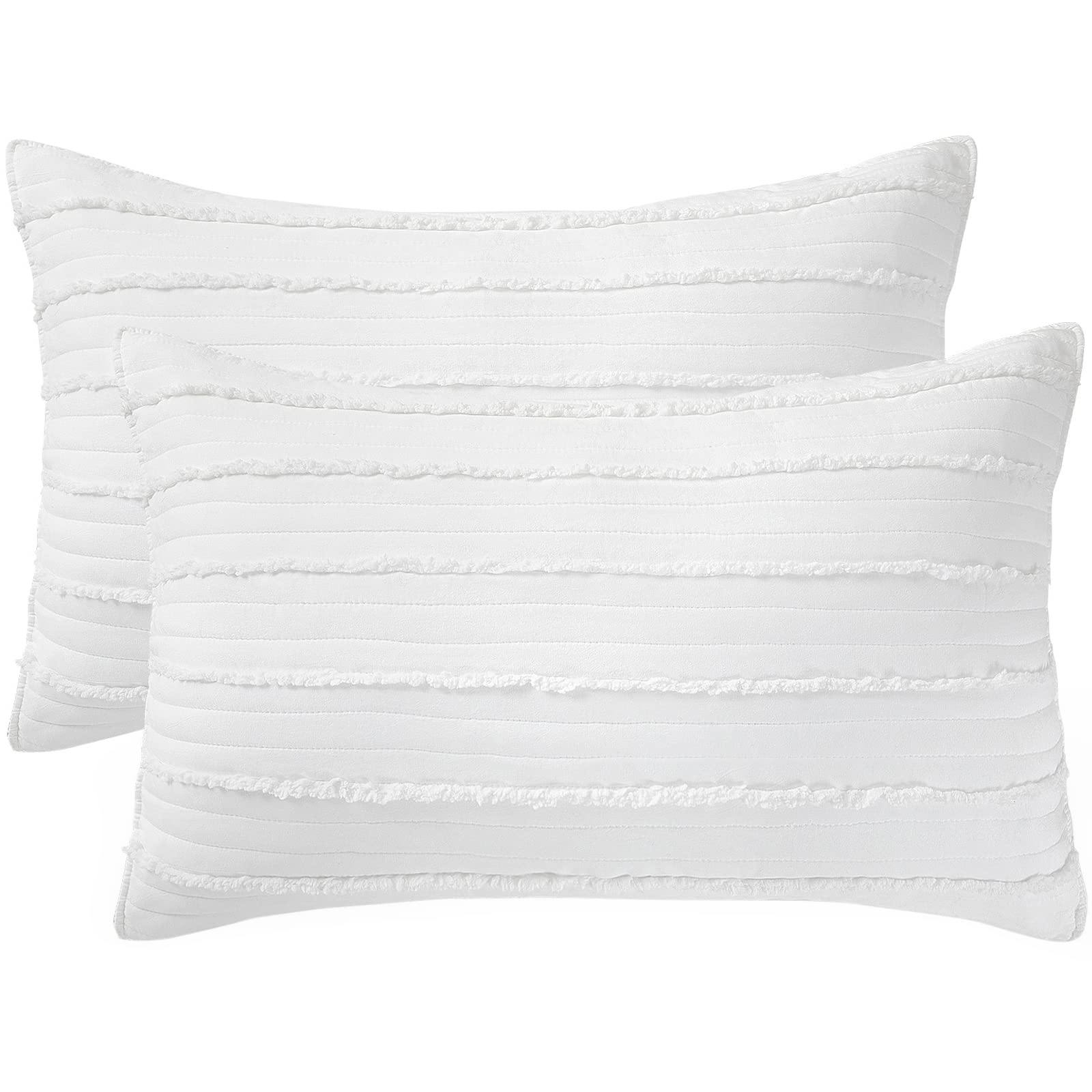 BOSOWOS Queen Size Pillow Shams Set of 2, Ultra Soft Breathable 20 x 30 Inches Pillow Case Envelope Closure, Microfiber Farmhouse Bed Pillowcases for Easy Care, White