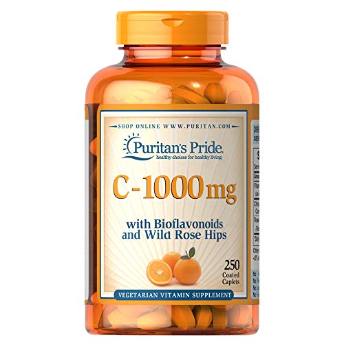 Puritans Pride Puritan's 1000 mg with Bioflavonoids Rose Hips Supports Immune System, Vitamin C, Unflavored, 250 Count