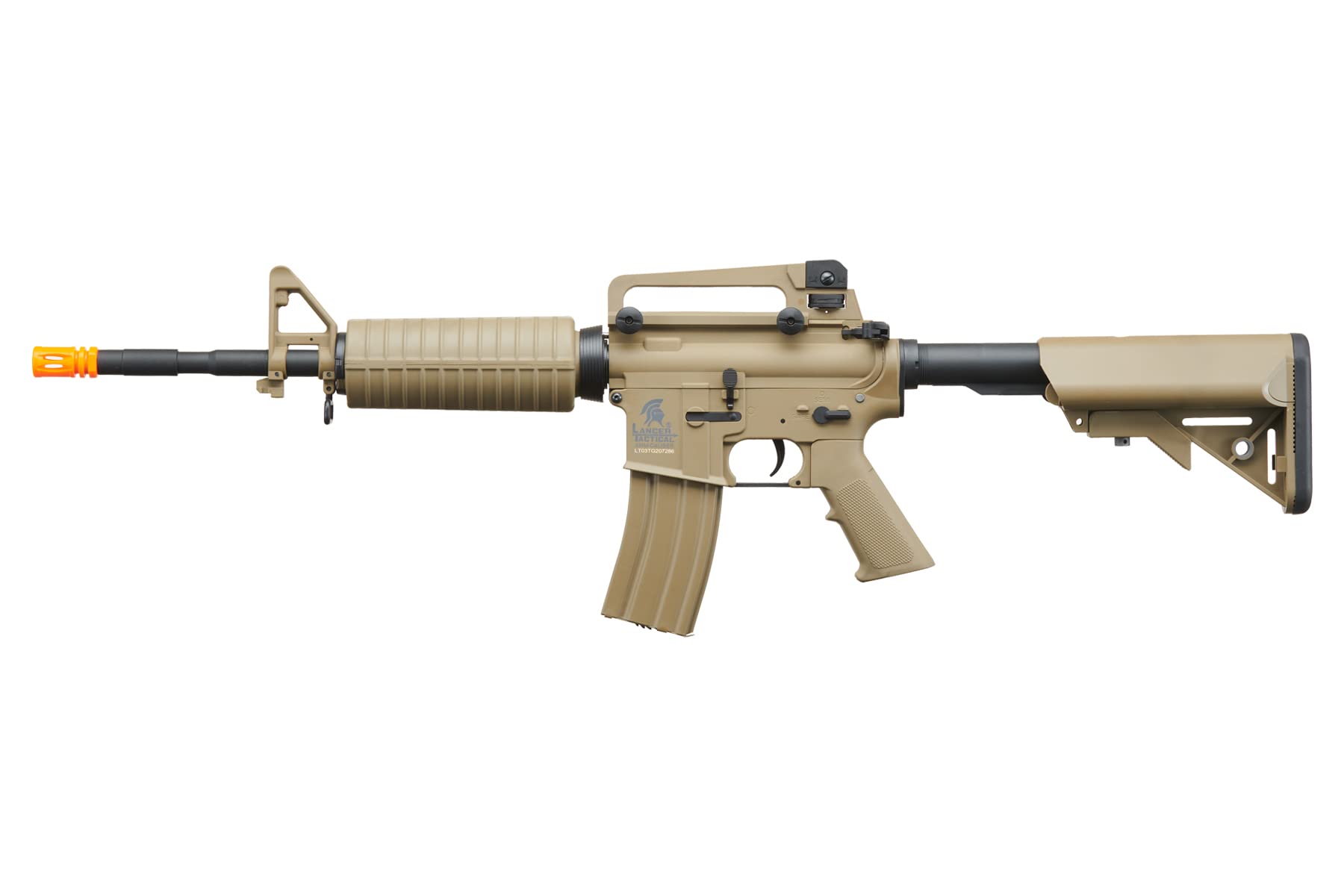 Lancer Tactical Gen 2 Airsoft M4A1 Carbine Polymer AEG Gun w/9.6v Nimh 1600 mAh Battery, Charger, 1000 Rounds 0.20g BBS Included (Black/Tan) (Regular Polymer, Tan)