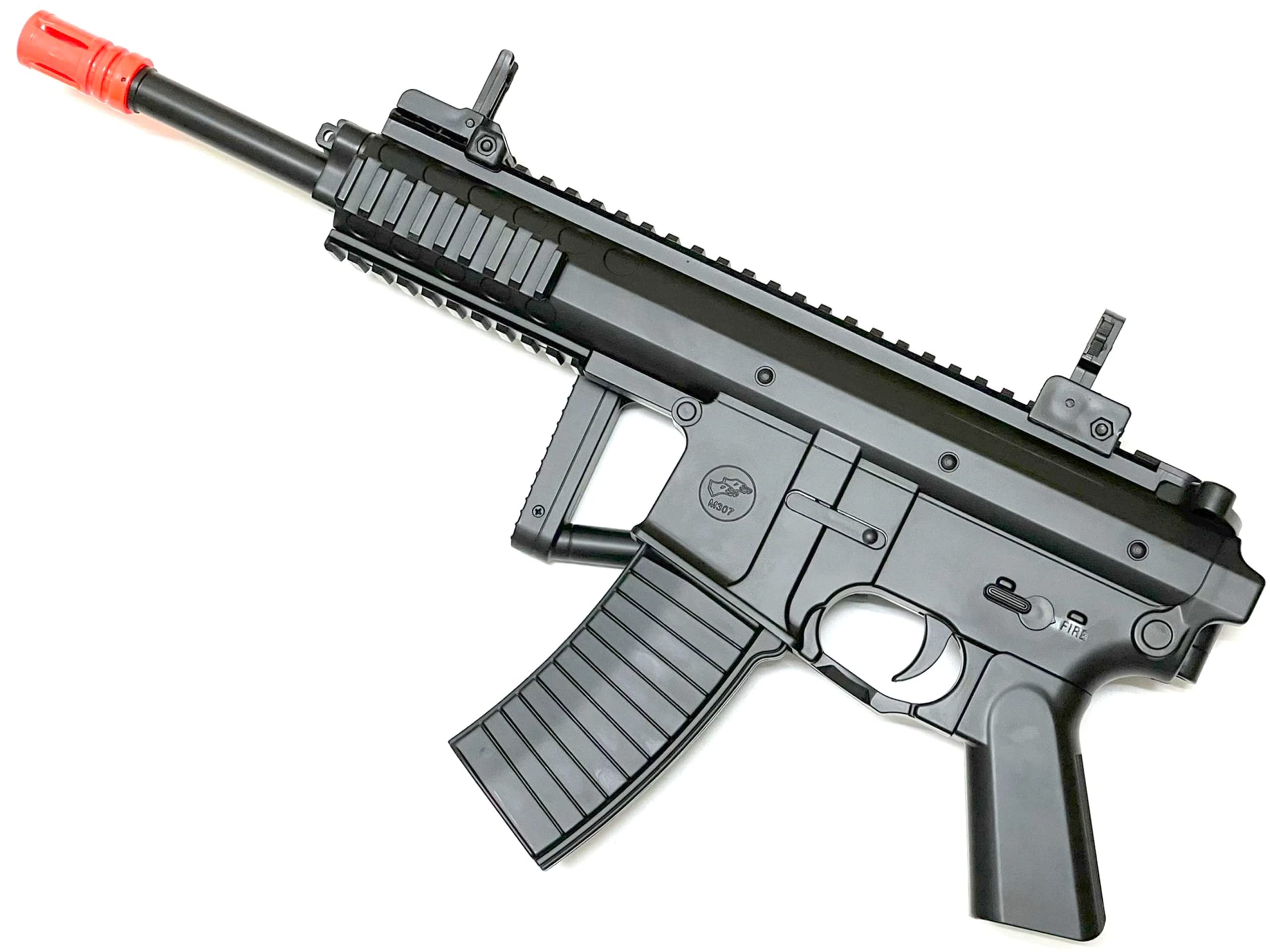 Airsoft Spring Powered Rifle Foldable Stock DE M307 Adjustable Hop Up Manual Safety 300 FPS with Free 1000 Bulldog Airsoft BBS 6mm
