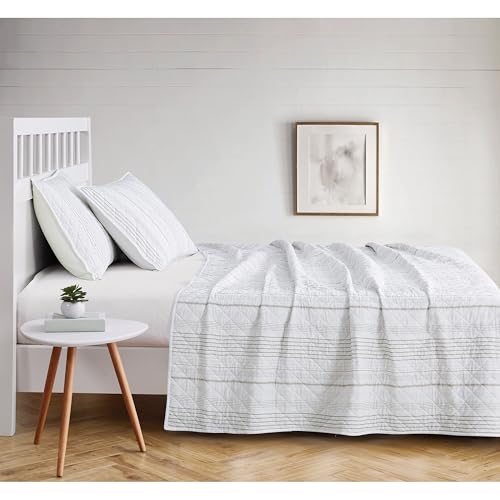Cottage Classics Warm Hearth Stripe Quilt Set, King, Tan 3