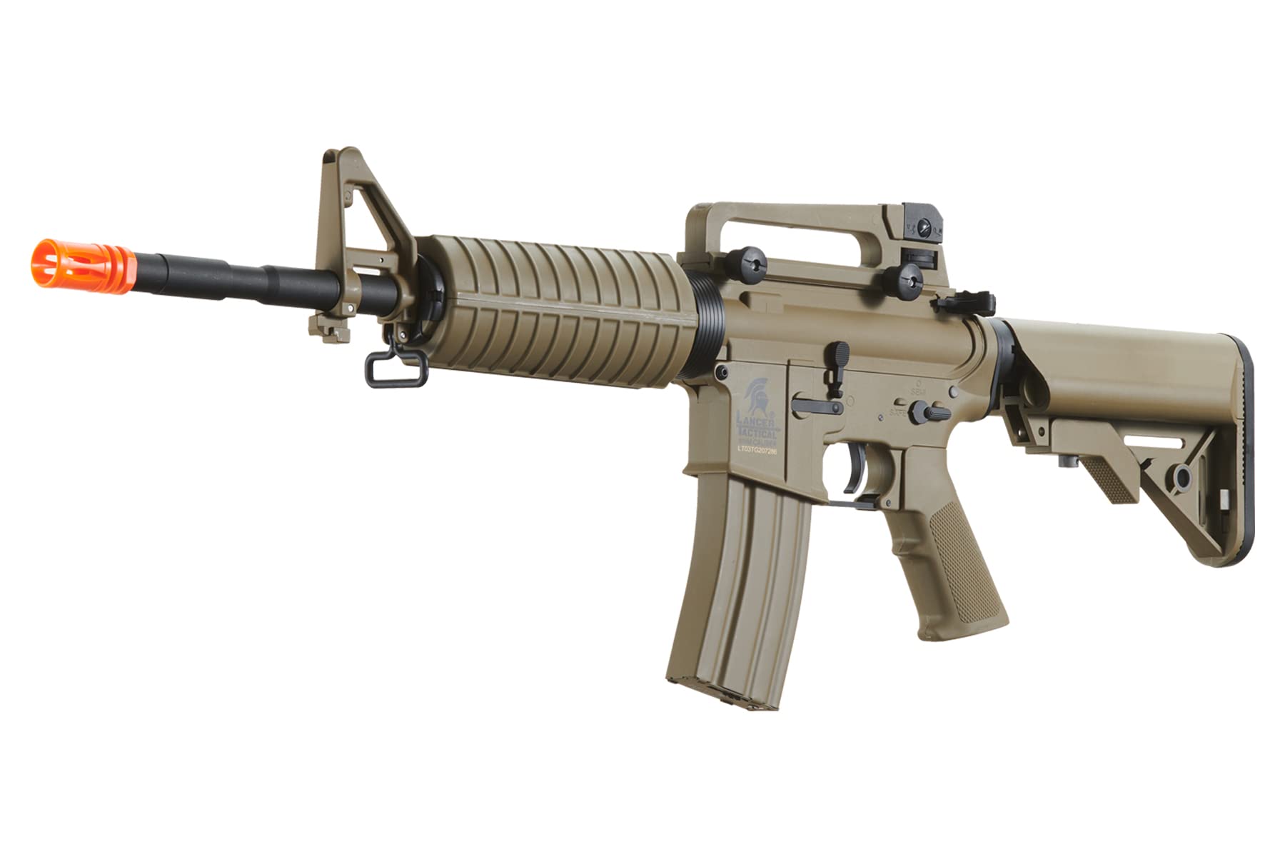 Lancer Tactical Gen 2 Airsoft M4A1 Carbine Polymer AEG Gun w/9.6v Nimh 1600 mAh Battery, Charger, 1000 Rounds 0.20g BBS Included (Black/Tan) (Regular Polymer, Tan)