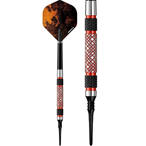 DESIGNA DARTS Solor Rays V2 | 90% Tungsten Barrel Soft Tip Dart Set with Shafts and Flights, M1, 20g (D9421)