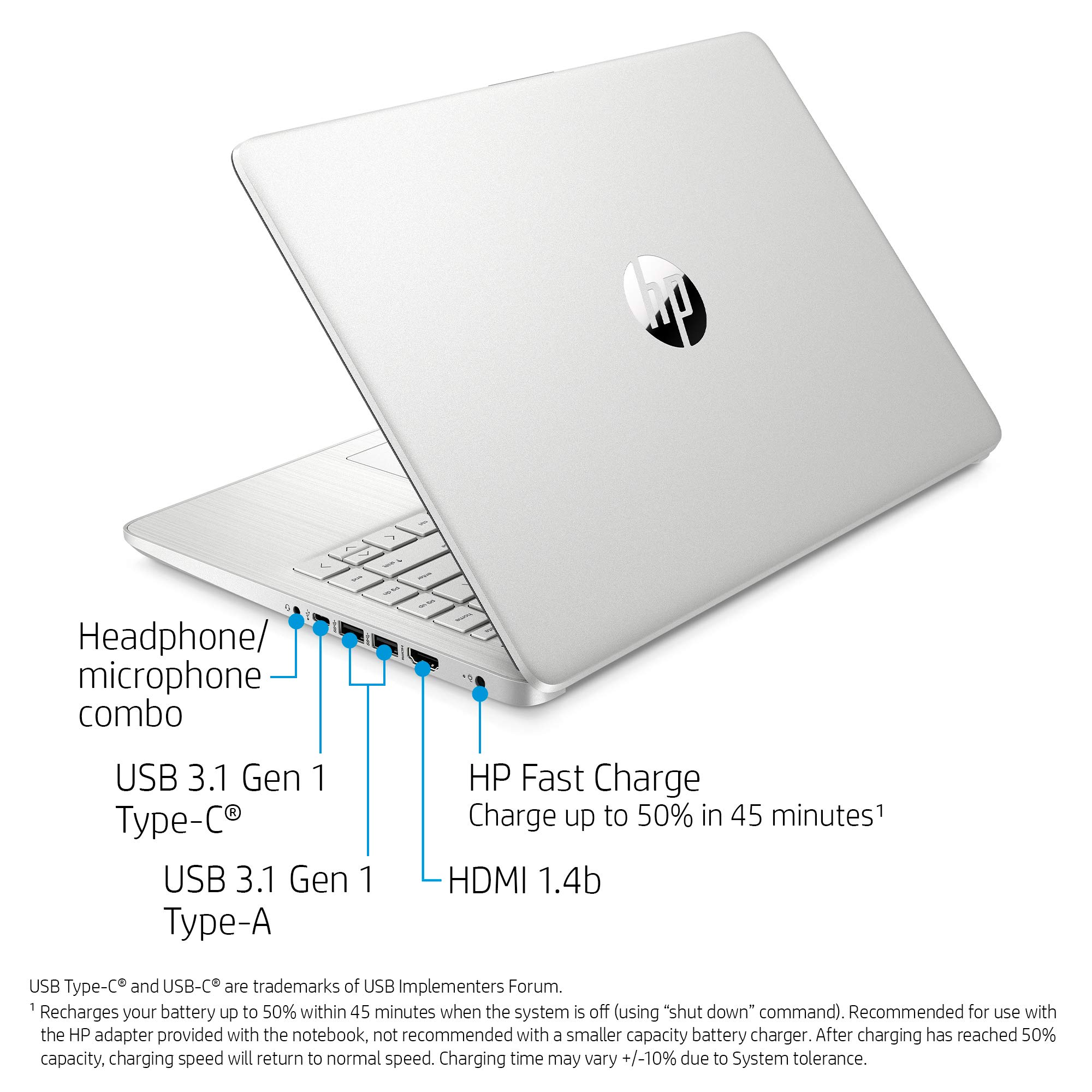HP Newest 14" HD Laptop, Intel Core i5-1035G1, Intel UHD Graphics, 8GB SDRAM, 256GB SSD, Natural Silver, Windows 10