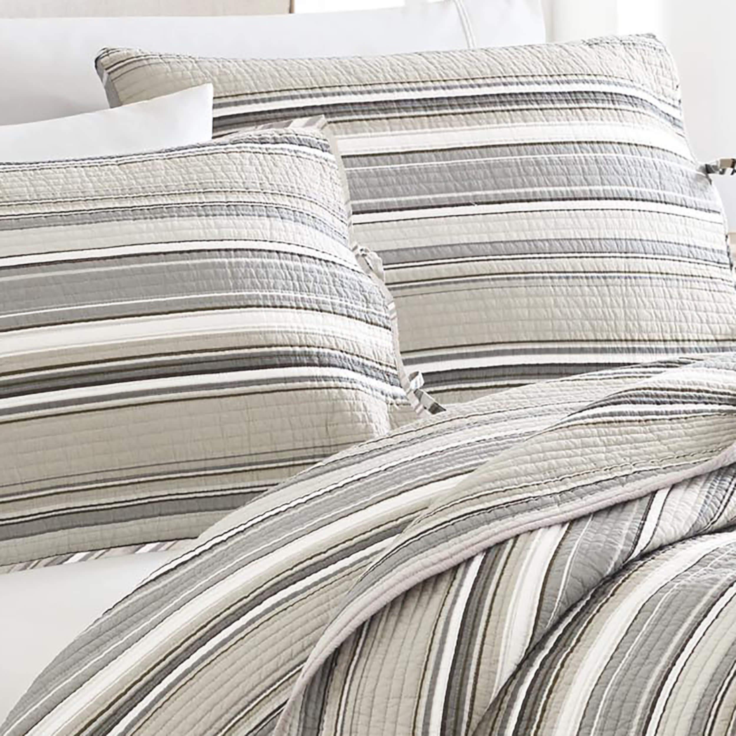 Stone Cottage - Fresno Collection - Quilt Set - 100% Cotton, Reversible Bedding with Matching Sham(s), King, Neutral