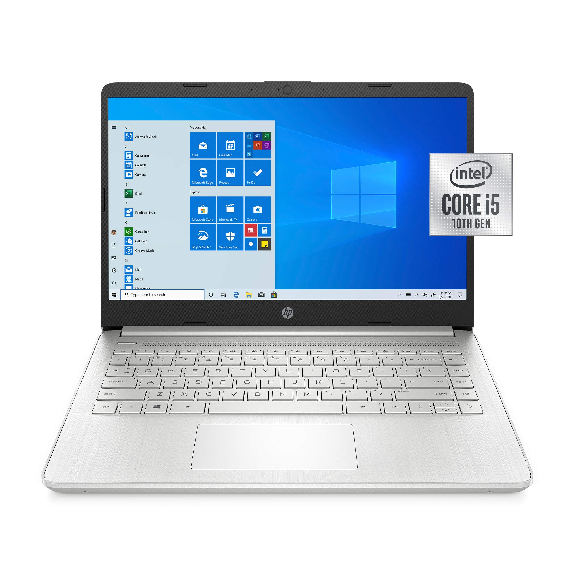 HP Newest 14" HD Laptop, Intel Core i5-1035G1, Intel UHD Graphics, 8GB SDRAM, 256GB SSD, Natural Silver, Windows 10