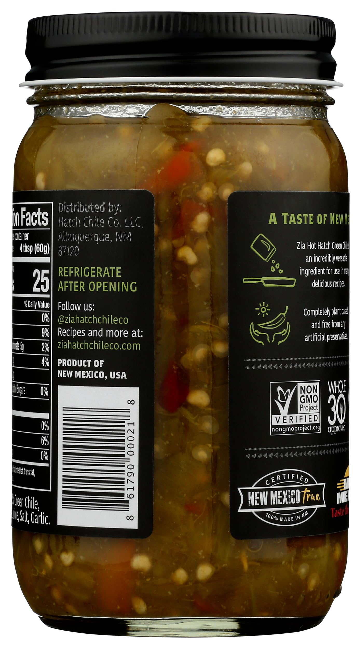 ZIA GREEN CHILE COMPANY Roasted Hatch Green Chile - Hot, 16 OZ