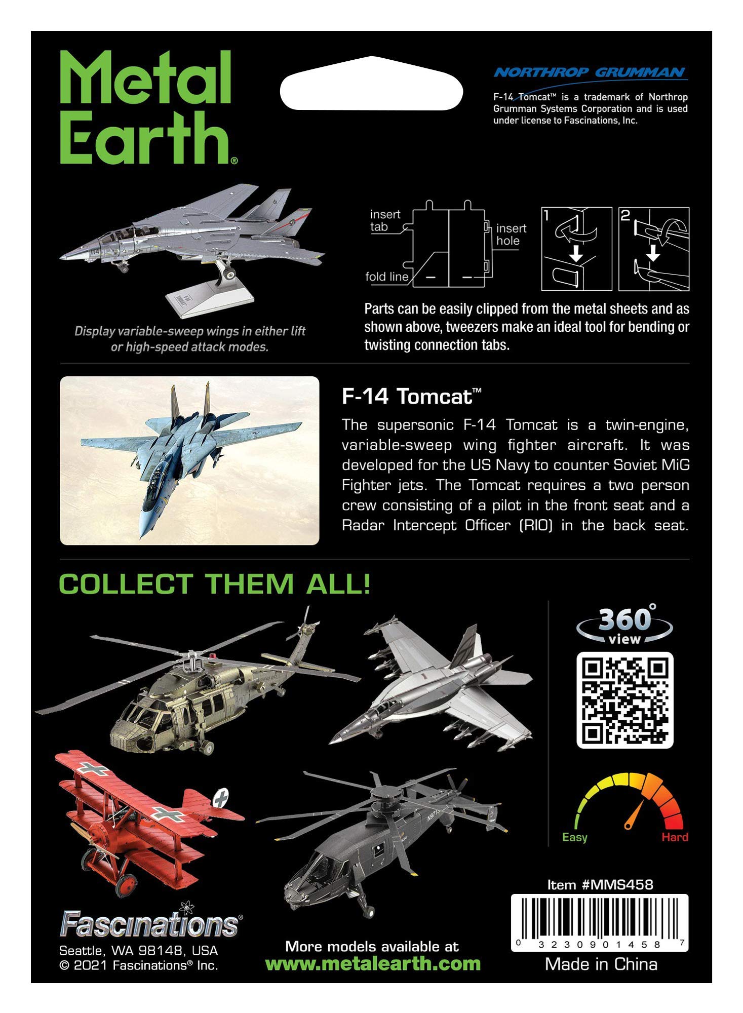 Metal Earth F-14 Tomcat 3D Metal Model Kit Fascinations