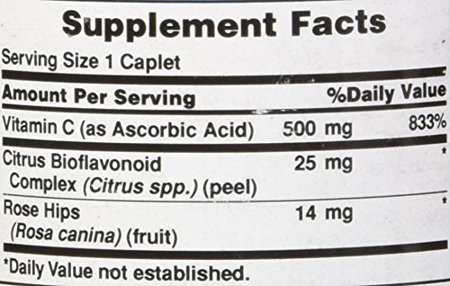 Puritans Pride Vitamin C-500 Mg With Bioflavonoids & Rose Hips Taplets, 100 Count