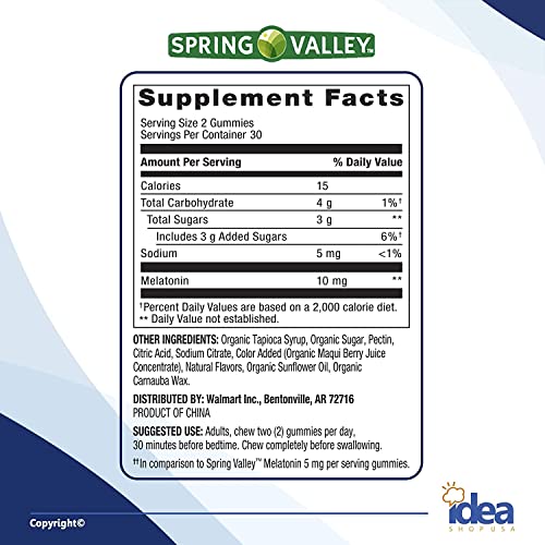 Melatonin Adult Gummies, Extra Strength, Sleep Support by Spring Valley, 10 mg, 60 Ct (2 Pack) Bundle with Exclusive Have a Great Sleep - Better Idea Guide (3 Items)