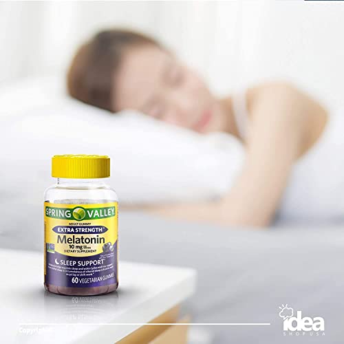 Melatonin Adult Gummies, Extra Strength, Sleep Support by Spring Valley, 10 mg, 60 Ct (2 Pack) Bundle with Exclusive Have a Great Sleep - Better Idea Guide (3 Items)