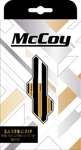 McCoy Darts D6047 Sabergrip | Premium 90% Tungsten Steel Tip Darts Set | Gold 20g