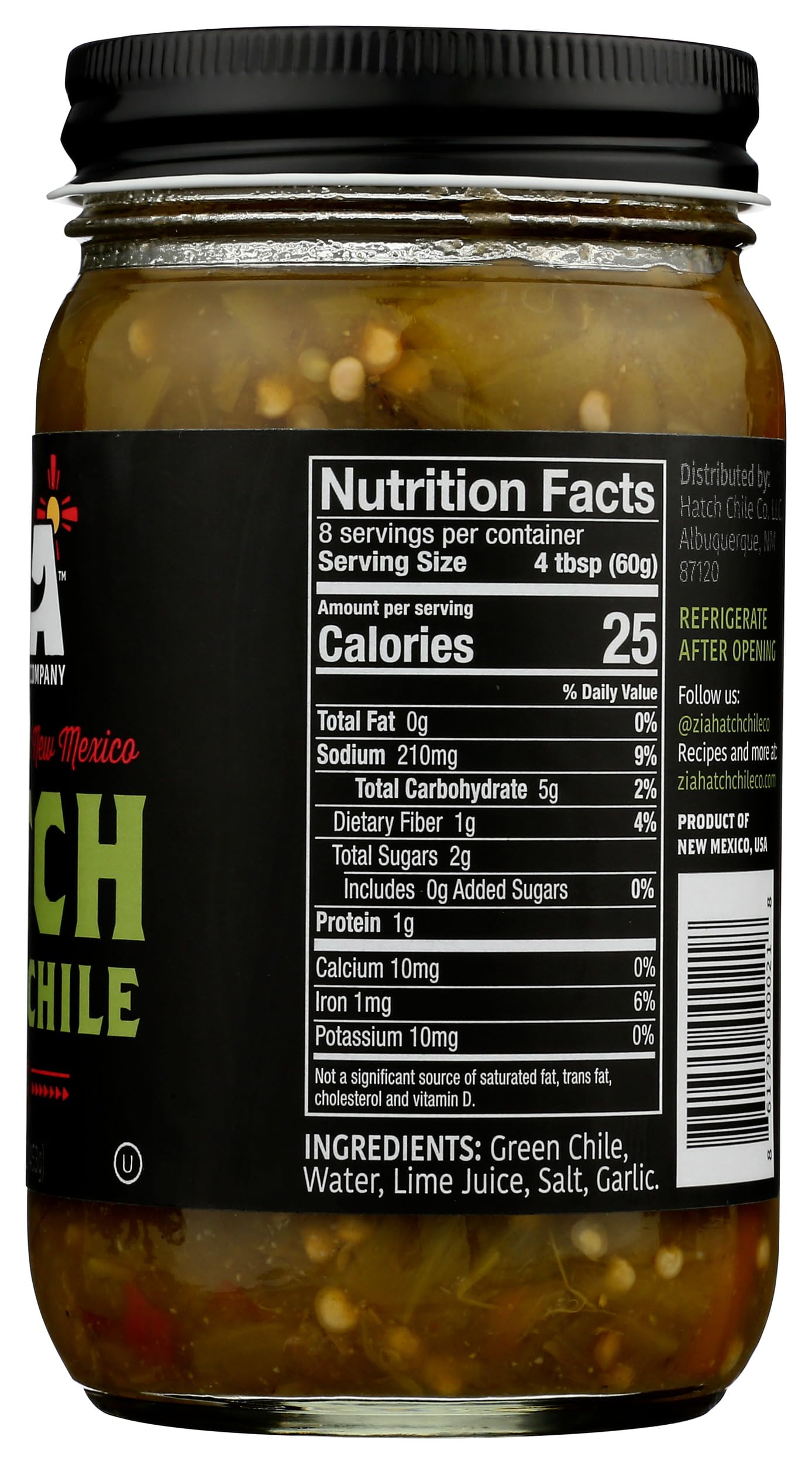 ZIA GREEN CHILE COMPANY Roasted Hatch Green Chile - Hot, 16 OZ