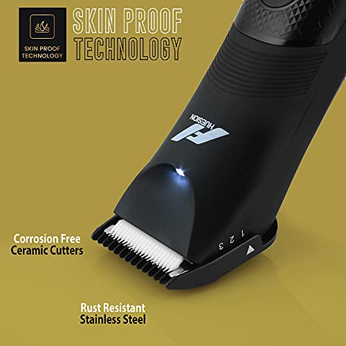 Fhuesion Electric Groin & Pubic Hair Trimmer for Men, Ball Shaver w/Light, Body Groomer Replaceable Ceramic Blade, Male Razor Waterproof Wet/Dry, USB Charging