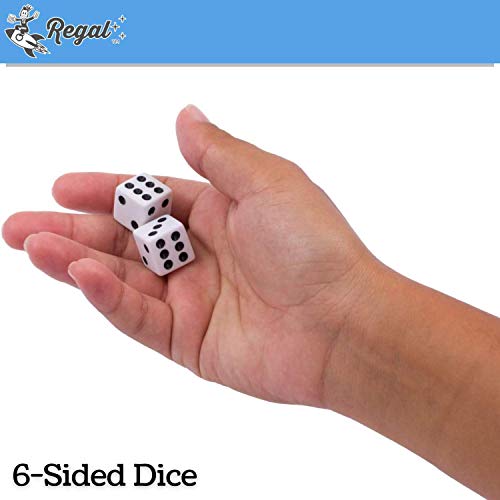 Regal Games - 6-Sided Urea Game Dice Set - Standard 16mm Size - 100 Count - White - Perfect for Group Events, Bulk Buying