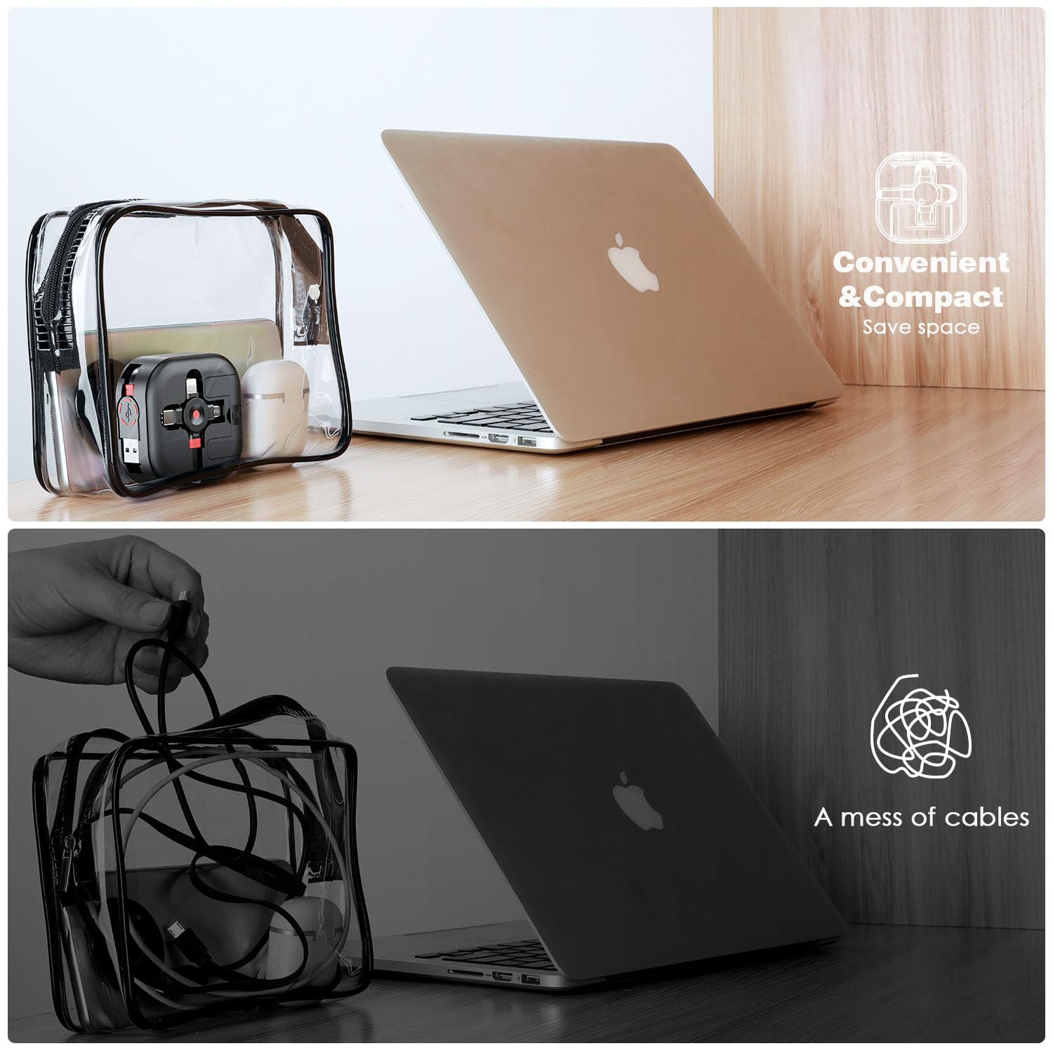 4.5A Multi Charger Cable - Retractable 3-in-1 USB with Lightning/Type C/Micro Ports - 2 Pack 4Ft Fast Sync for iPhone, Samsung, LG, Huawei, Tablets