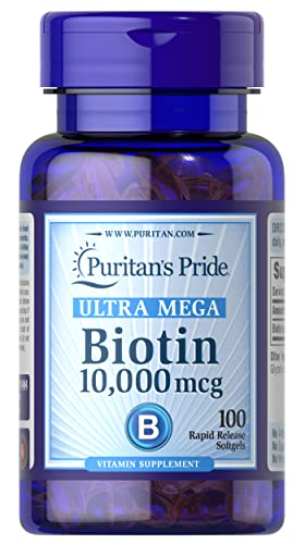 Puritan's Pride Biotin 10000 Mcg, Helps Promote Skin, Hair and Nail Health, Softgels 100 Count