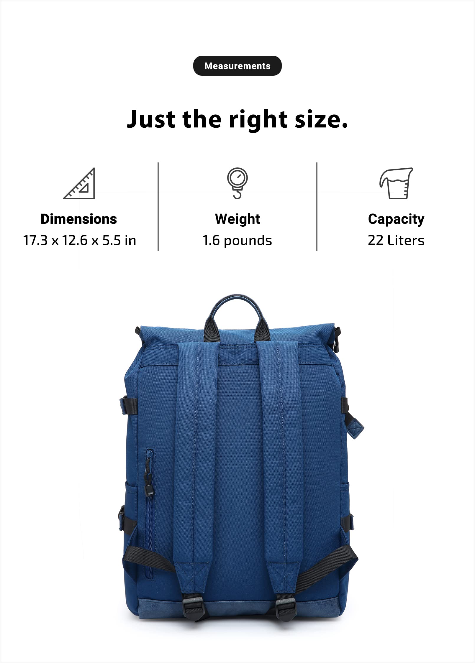 SansPeur EWART Backpack, Casual Back Pack with Laptop Sleeve, designed for Work, Travel, School & College, Navy Blue