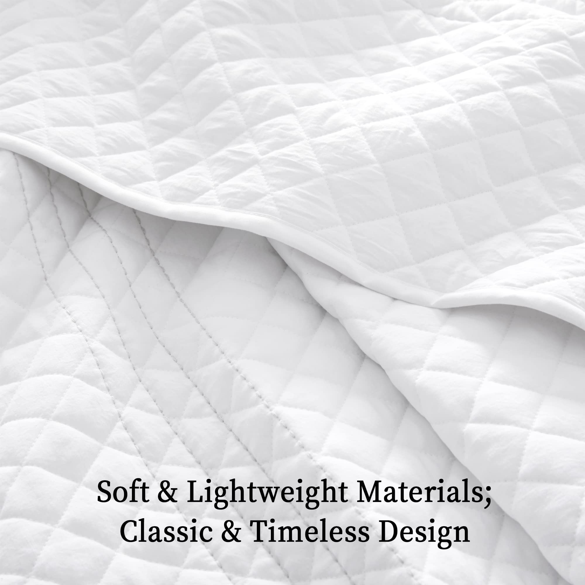 Bonlino Quilt Bedding Set Bed King - Lightweight Soft Summer Farmhouse Set, Modern Boho Style Striped as Bedspread Coverlet, with 2 Pillow Shams for Home Bedroom All Season (White, King)