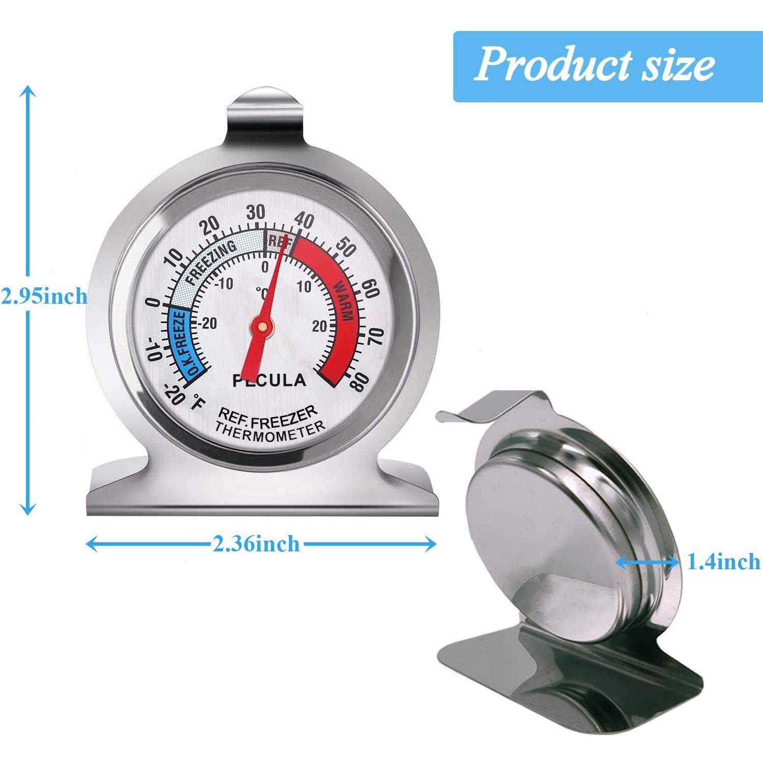 2PACK Refrigerator Thermometer, -30-30 deg C/-20-80 deg F, Classic Fridge Thermometer Large Dial with Red Indicator Thermometer for Freezer Refrigerator Cooler