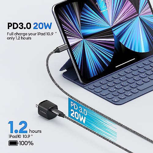 AnHome 20W USB C Compact Fast Wall Charger Block, Type C Fast Charger Brick Compatible with iPhone 11/12/1314/14 Pro Max, iPad, Tablets and More