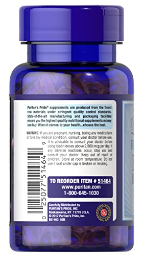 Puritan's Pride Biotin 10000 Mcg, Helps Promote Skin, Hair and Nail Health, Softgels 100 Count