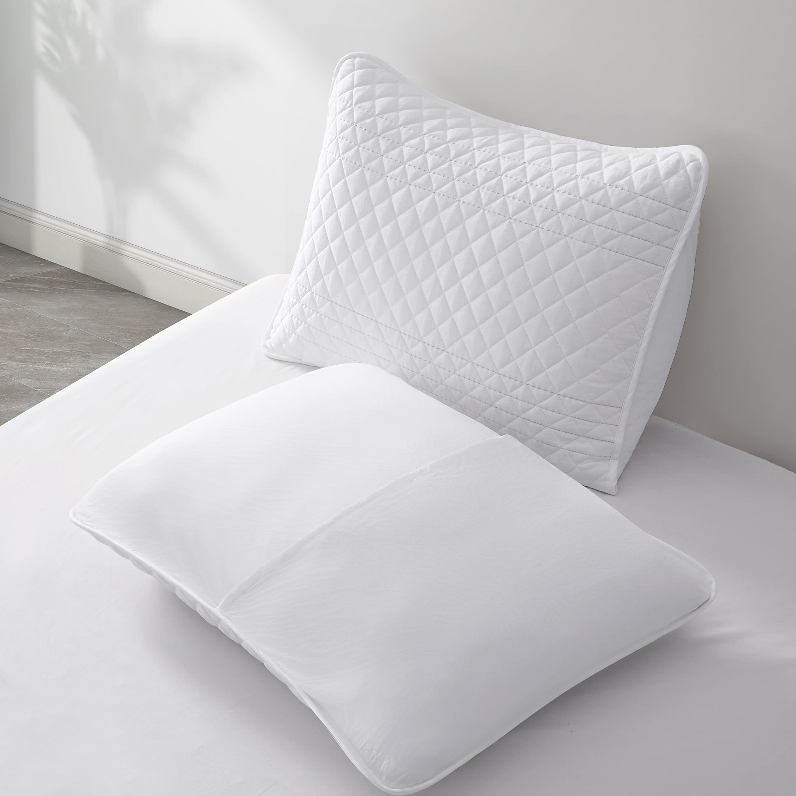 Bonlino Quilt Bedding Set Bed King - Lightweight Soft Summer Farmhouse Set, Modern Boho Style Striped as Bedspread Coverlet, with 2 Pillow Shams for Home Bedroom All Season (White, King)