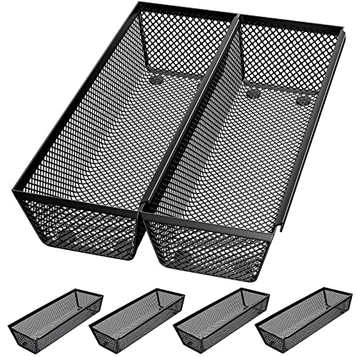Silverware Organizer for Kitchen Drawer Utensil Cutlery Tray with Interlocking Arm Mesh Metal Flatware Storage Slip-proof for Knives, 6 Compartment by FURNINXS