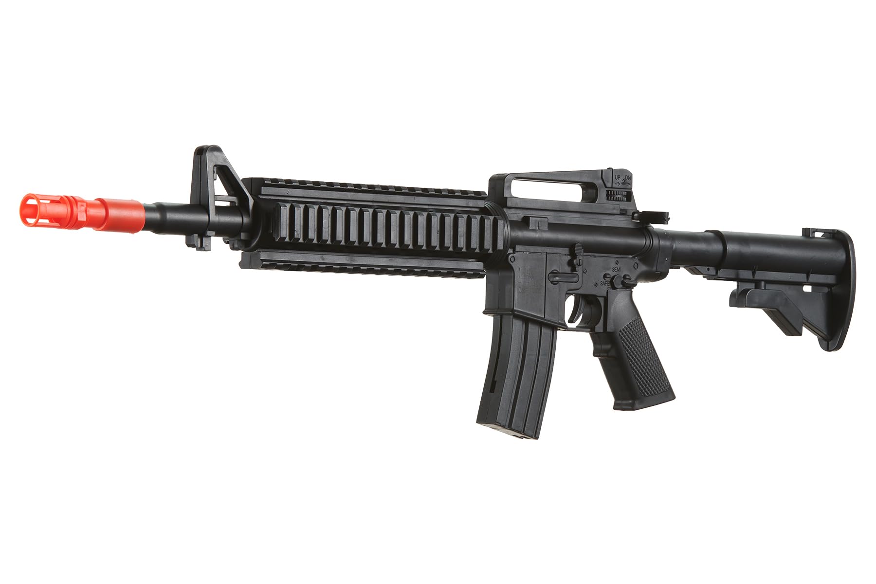GoldenBall M4 Polymer Quad Picatinny Small Pocket Size Spring Airsoft Rifle - Black-Only for Costume and Film Making