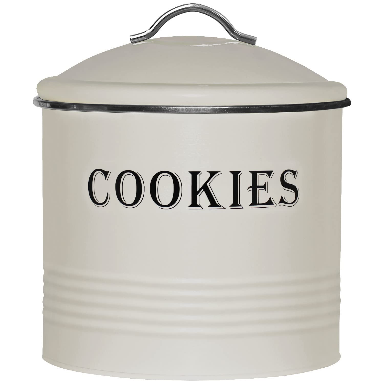 Blue Donuts Vintage Cookie Jar - Cookie Jars for Kitchen Counter, Airtight Jar Cookie Containers, Ivory Cookie Tin, Cookie Tins with Lids for Gift Giving, Large Cookie Jar
