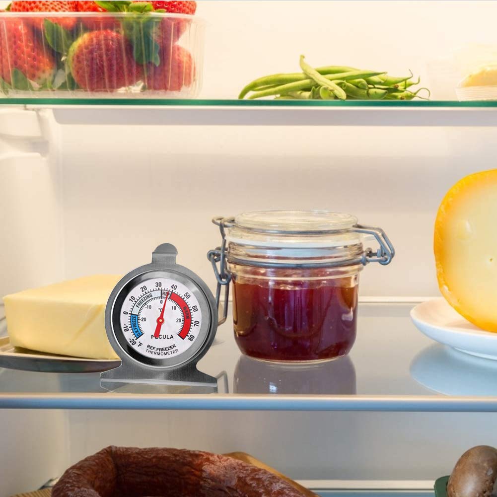 2PACK Refrigerator Thermometer, -30-30 deg C/-20-80 deg F, Classic Fridge Thermometer Large Dial with Red Indicator Thermometer for Freezer Refrigerator Cooler