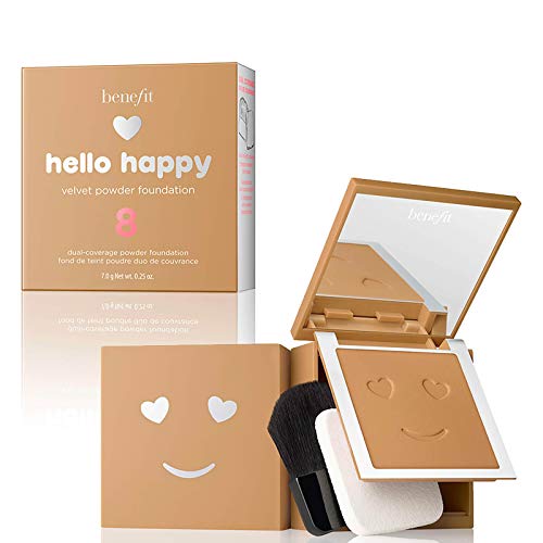 BENEFIT COSMETICS Hello Happy Velvet Powder Foundation Shade 8 Tan Warm