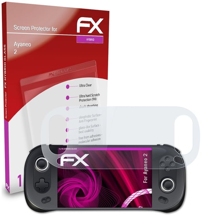 atFoliX Plastic Glass Protective Film compatible with Ayaneo 2 Glass Protector, 9H Hybrid-Glass FX Glass Screen Protector of plastic