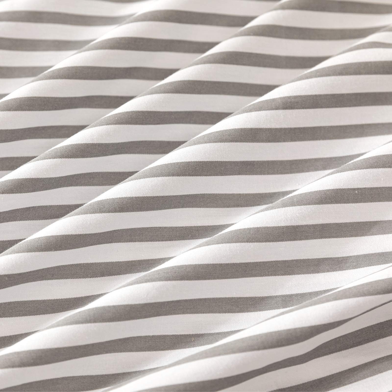 JELLYMONI 4-Piece Striped Cotton Sheet Set | Ultra-Soft, Brushed Bedding Sheets & Pillowcases | Wrinkle Free, Comfortable, All-Season Bed Sheets(Grey,Queen)