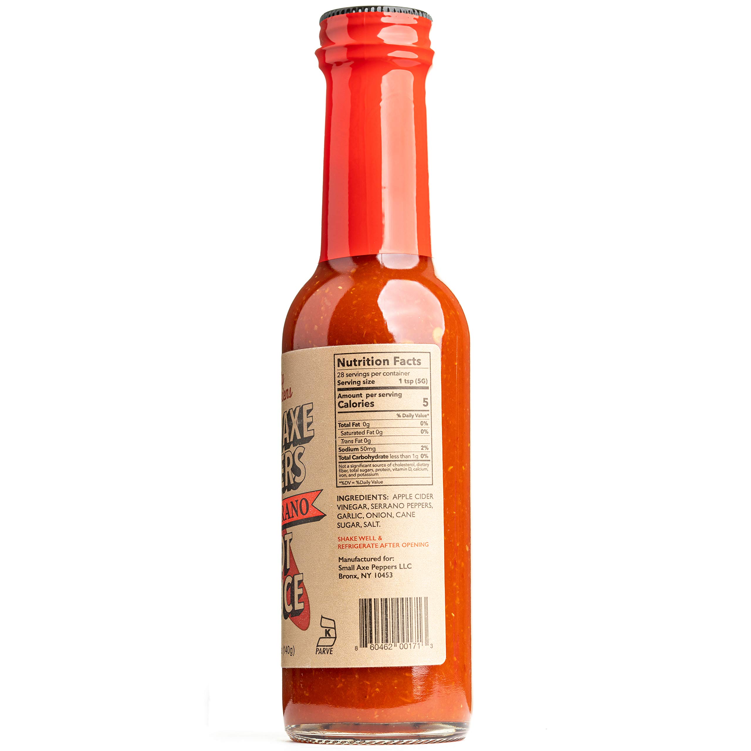 Small Axe Peppers Red Serrano Hot Sauce, 5 oz - All Natural, Kosher, non-GMO, Community Garden Grown Ghost Pepper Gourmet Hot Sauce, Featured on HOT ONES!