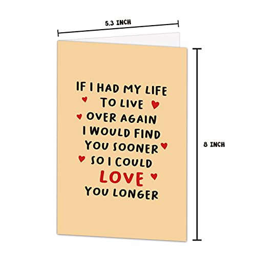 Cute Love You Longer Poem Birthday Card for Him Her, Romantic Anniversary Card, If I Had My Life to Live Over Again