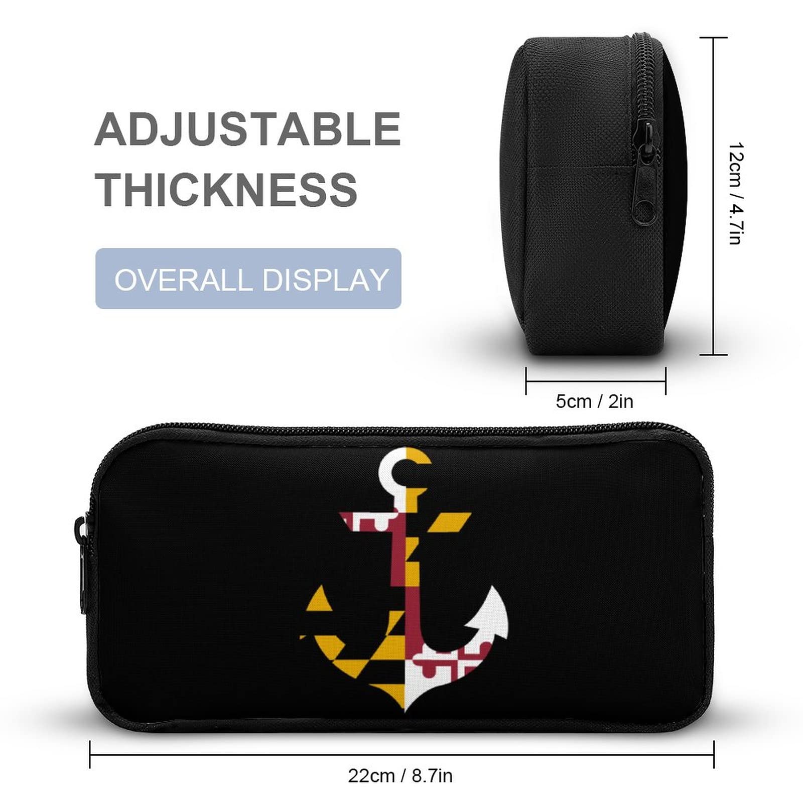 Maryland Anchor Pencil Case Stationery Pen Pouch Portable Makeup Storage Bag Organizer Gift