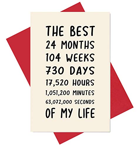 Alzombi 2nd Anniversary Card, Sweet Second Anniversary Card for Him or Her, The Best 2 Years of My Life